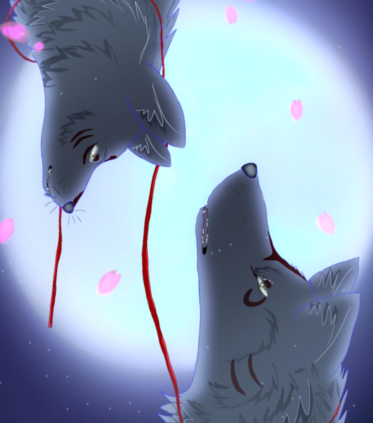 Anime Wolves Fighting