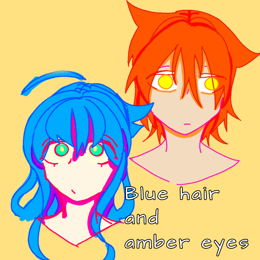 Blue hair and amber eyes | WEBTOON